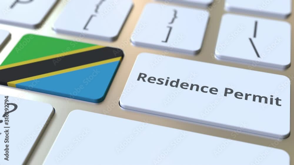 Residence Permit text and flag of Tanzania on the buttons on the ...