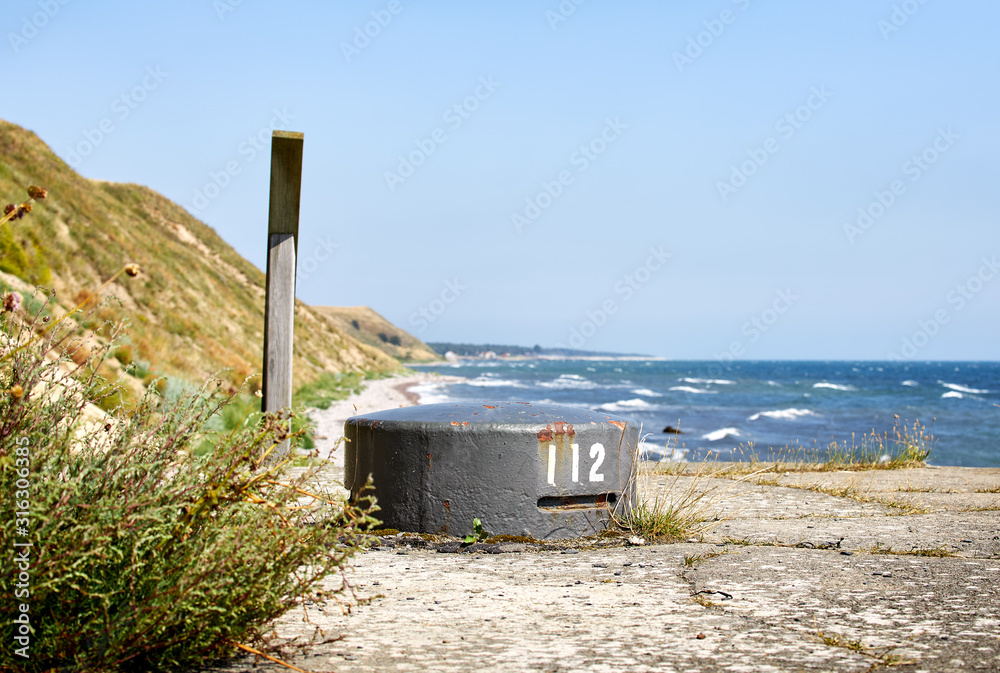 Concrete bunker or a gun bunker built for defense during the world war ...