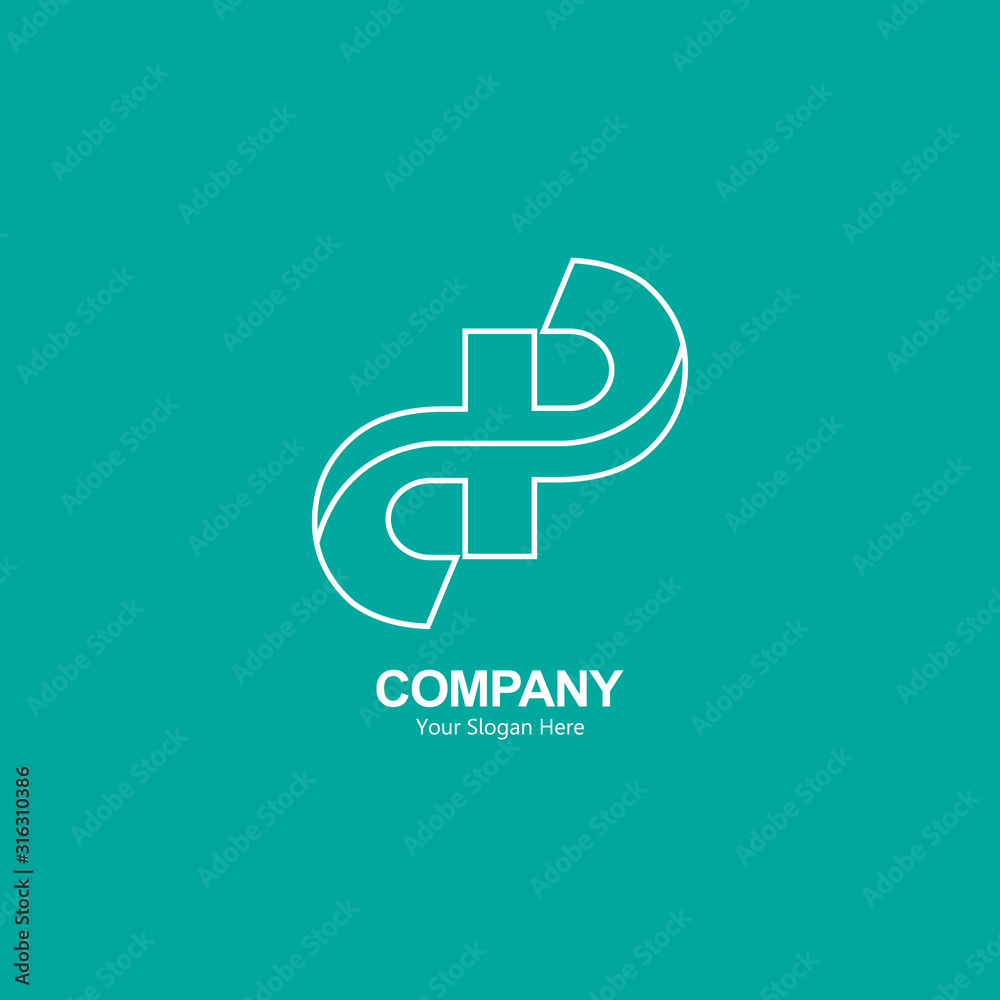 DP letter logo with white line art. design combination of 2 letters ...