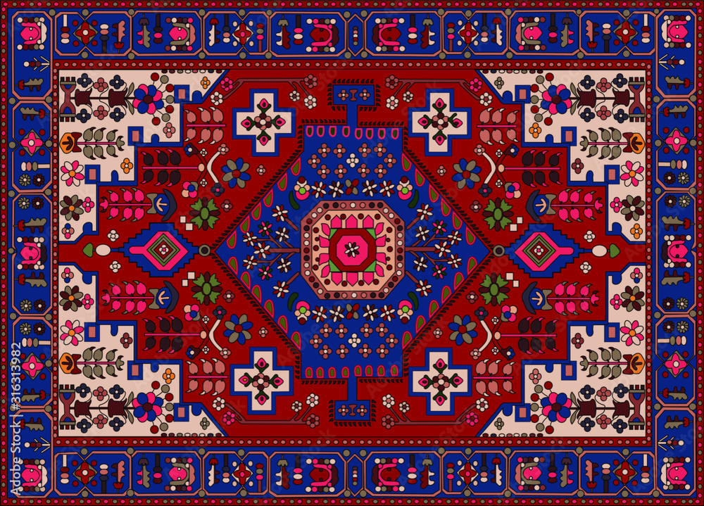 Poster Persian carpet original design, tribal vector texture – Wall Art ...