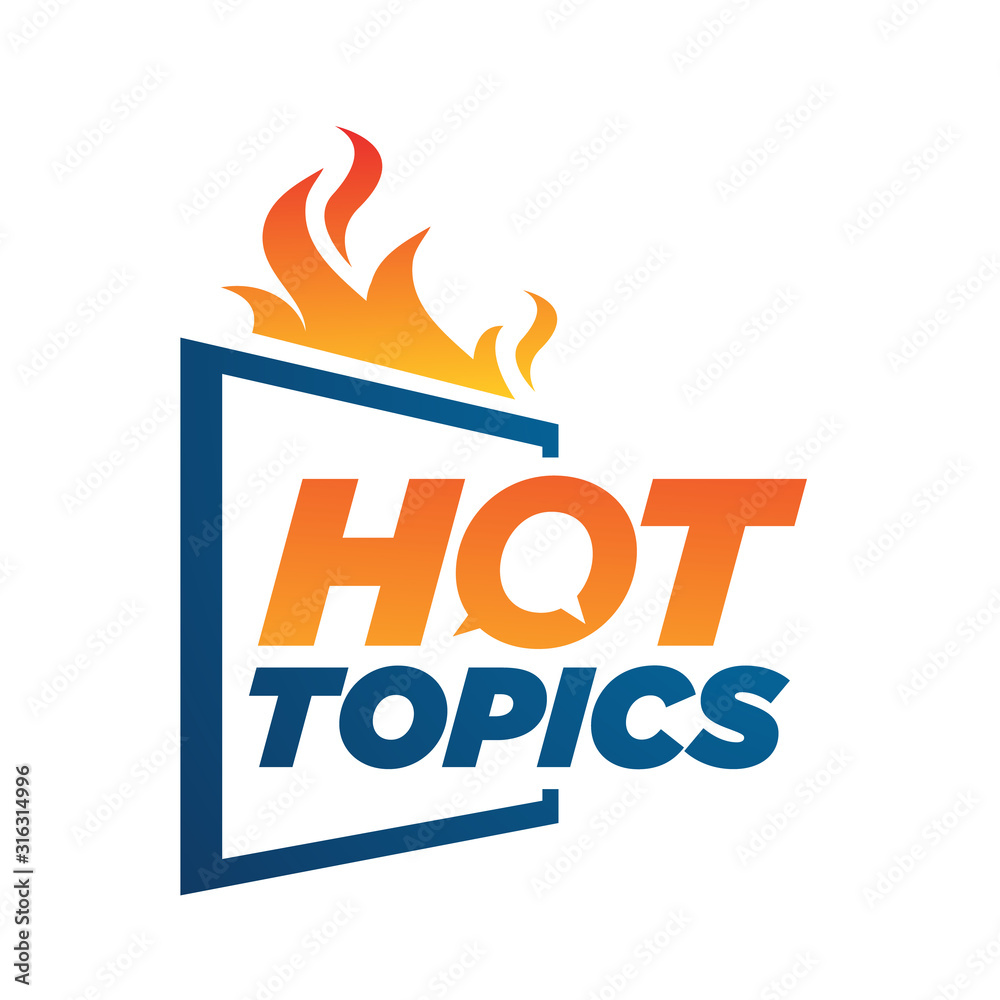 hot topics Logo background hot news designs vector with fire element ...