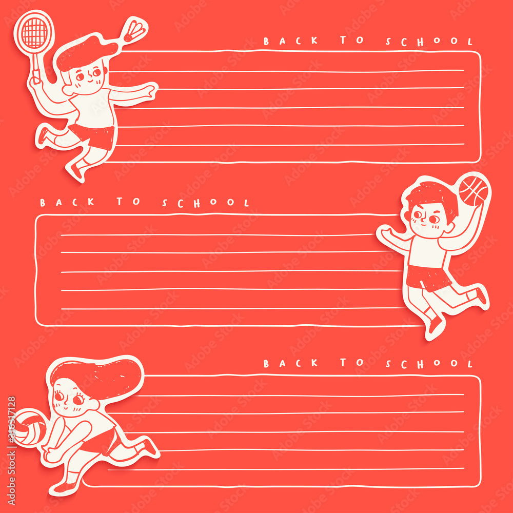 Layout template with kids playing sports : Vector Illustration Stock ...