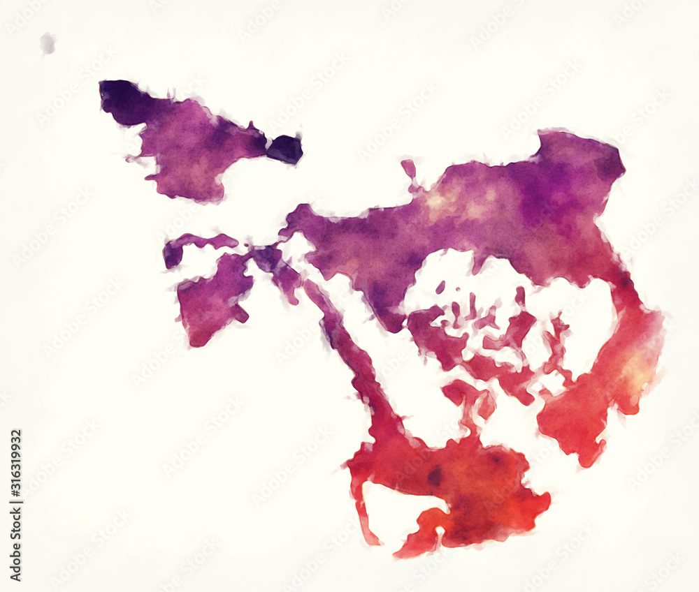 Koror state watercolor map of Palau Stock Illustration | Adobe Stock