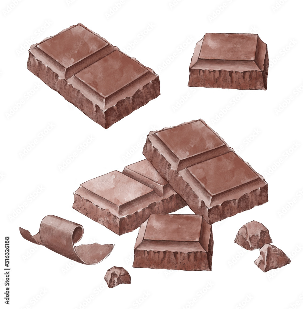 Hand drawn illustrations of chocolate bar Stock Illustration | Adobe Stock