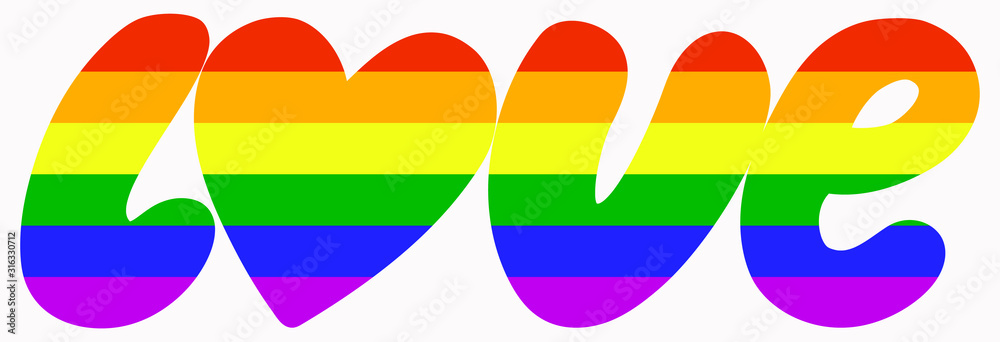 Rainbow love text in lgbt pride colors. Banner concept of love gay ...