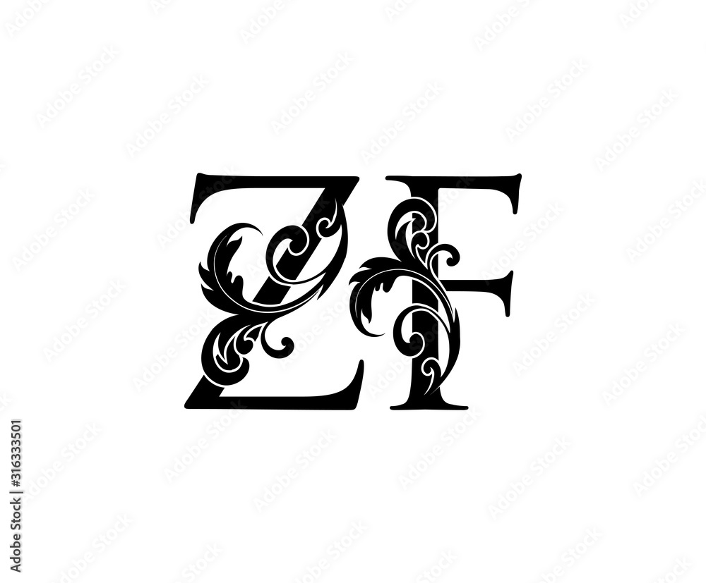 Classy Z, F and ZF Vintage Letter Logo Design Stock Vector | Adobe Stock
