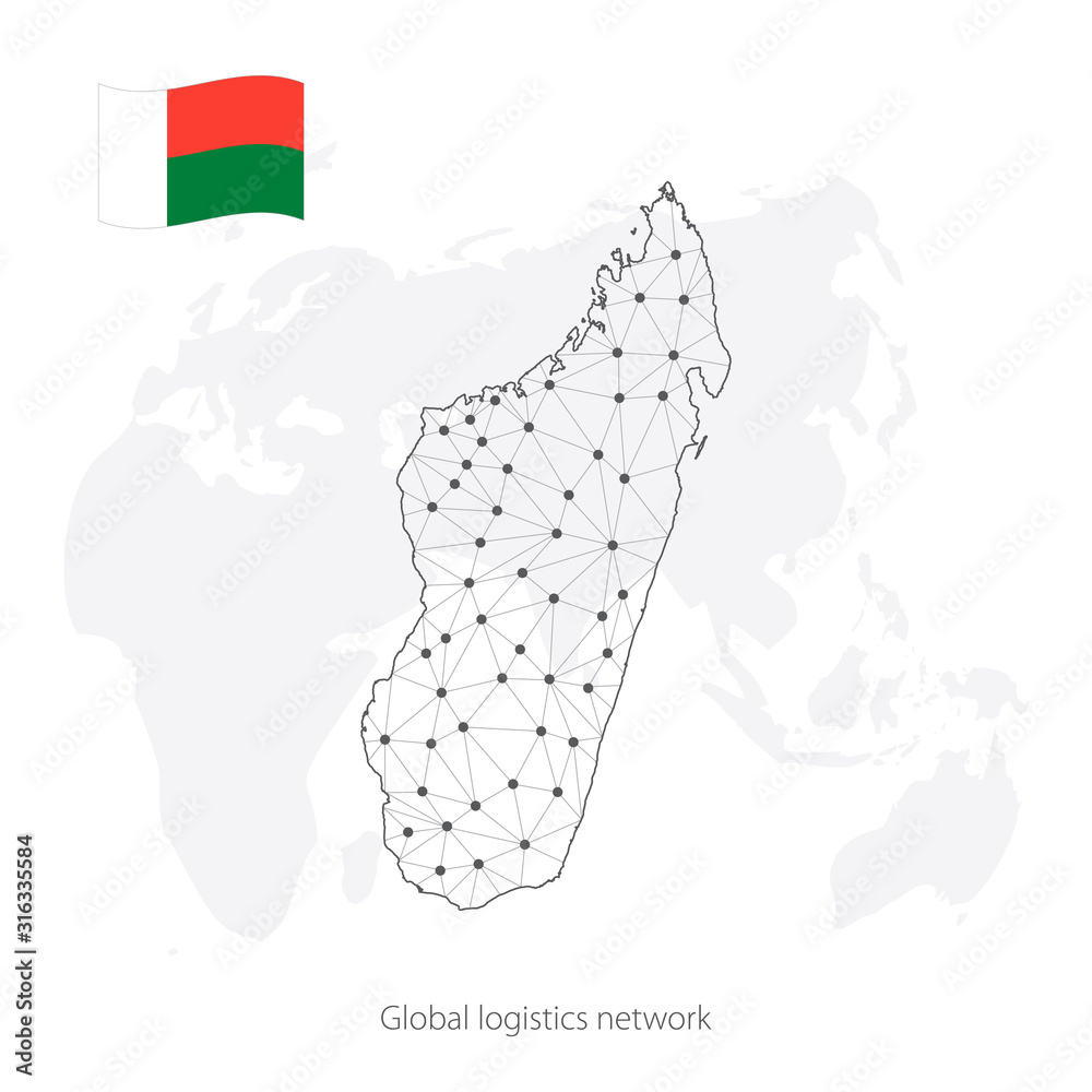 Global logistics network concept. Communications network map of ...