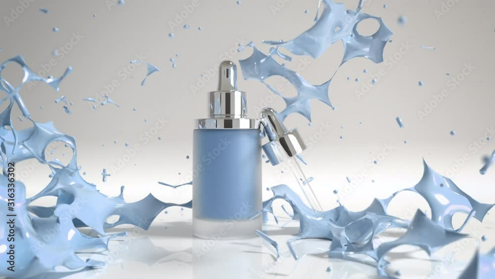 Vidéo Stock Liquid explosion with makeup serum bottle with pipette ...