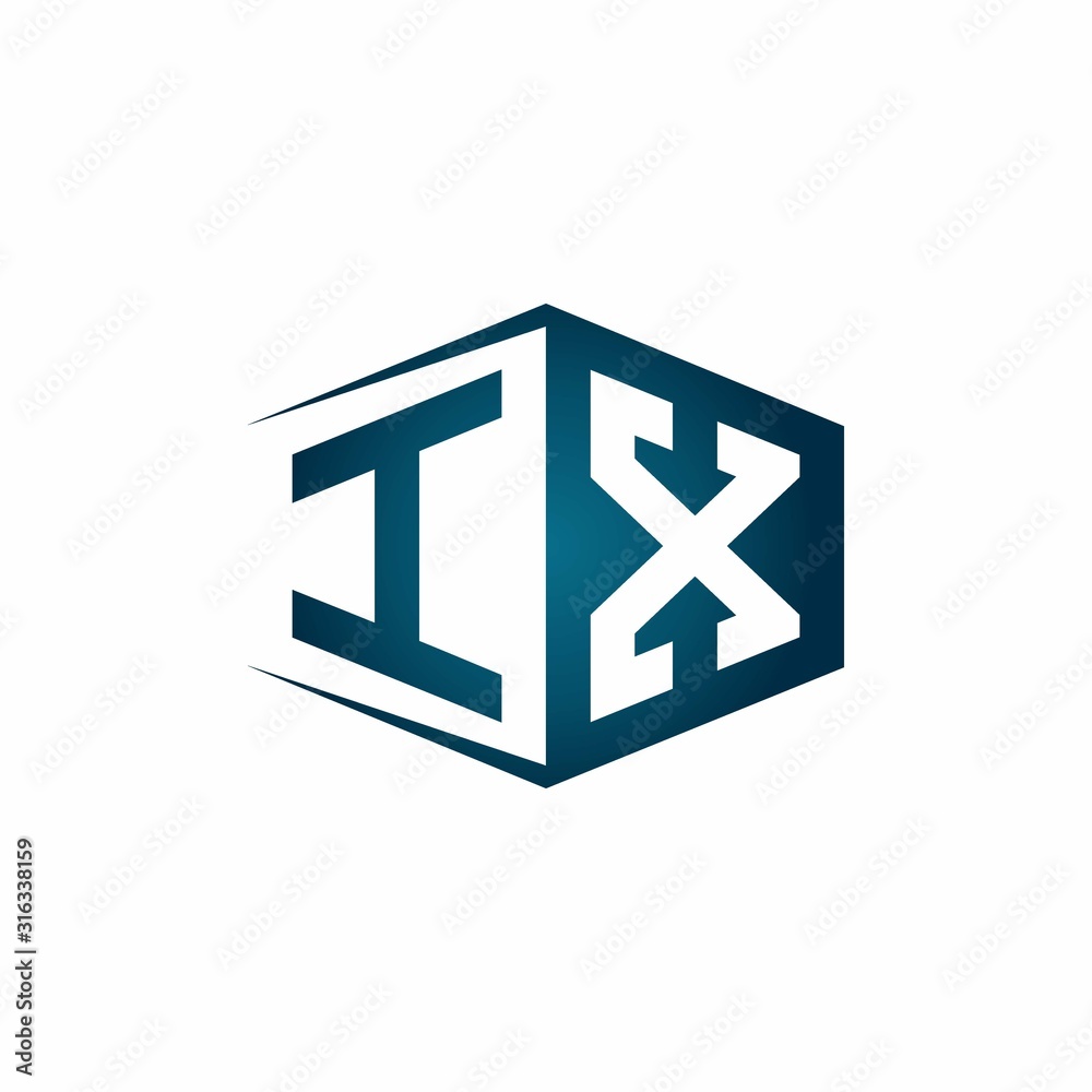 IX monogram logo with hexagon shape and negative space style ribbon ...
