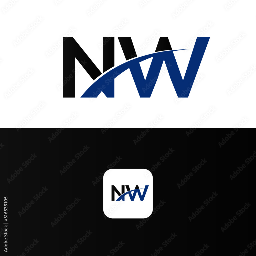 NW Logo Letter Design Template Element Stock Vector | Adobe Stock