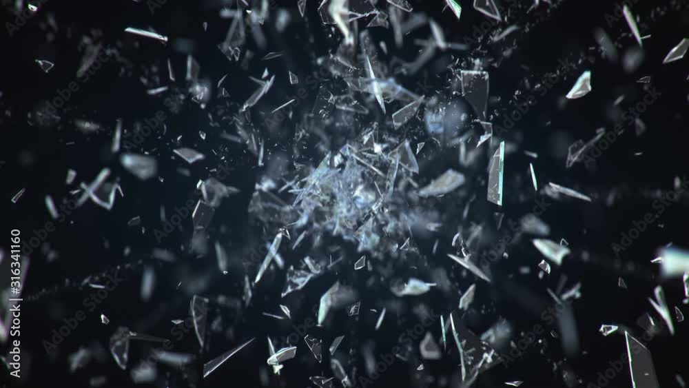 Broken Glass Exploding Against Black Background in 4K Stock Video ...