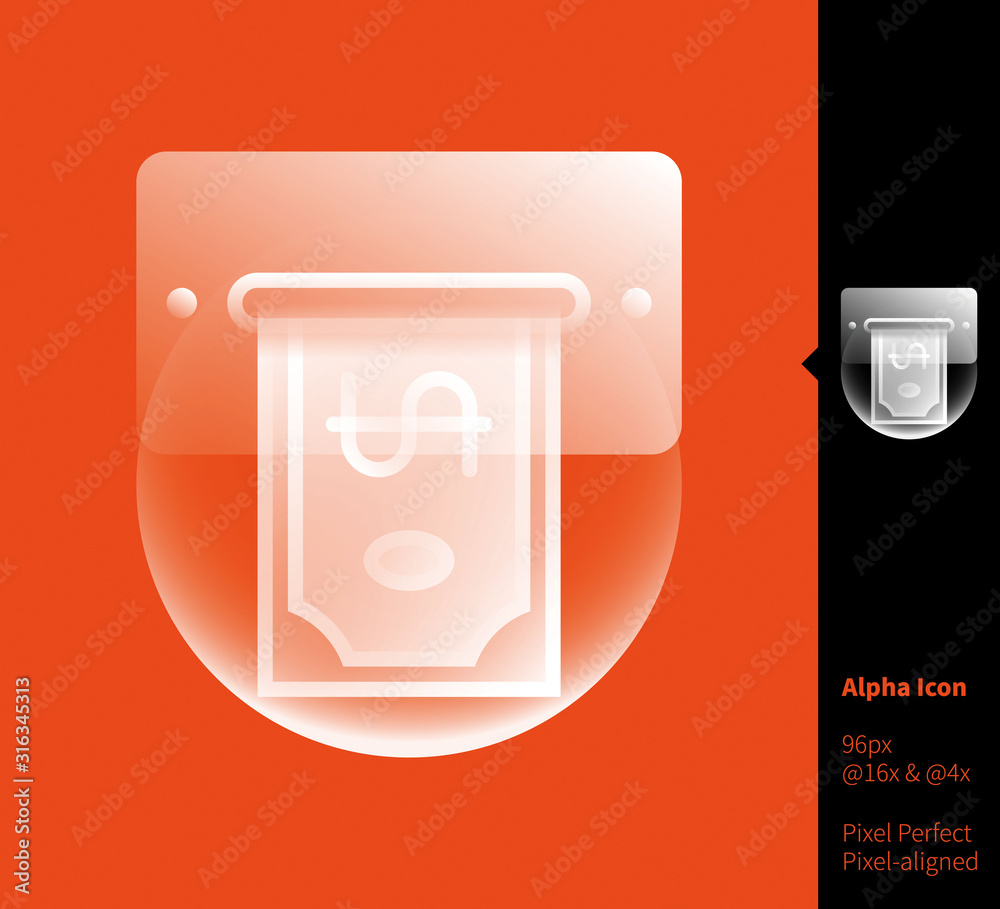 Currency symbol dollar bill alpha icon - vector illustrations for ...