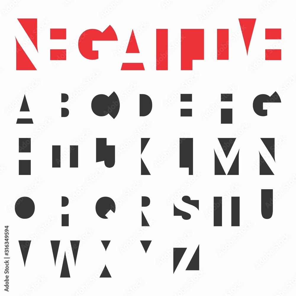 Negative Space Sans Serif Font (Vector Typeface). Uppercase Decorative ...