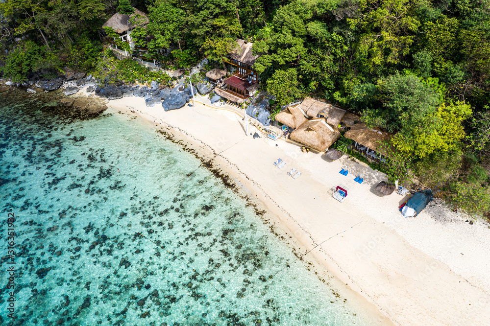 Top view of beautiful turquoise beach, with white sand. Best beaches of ...