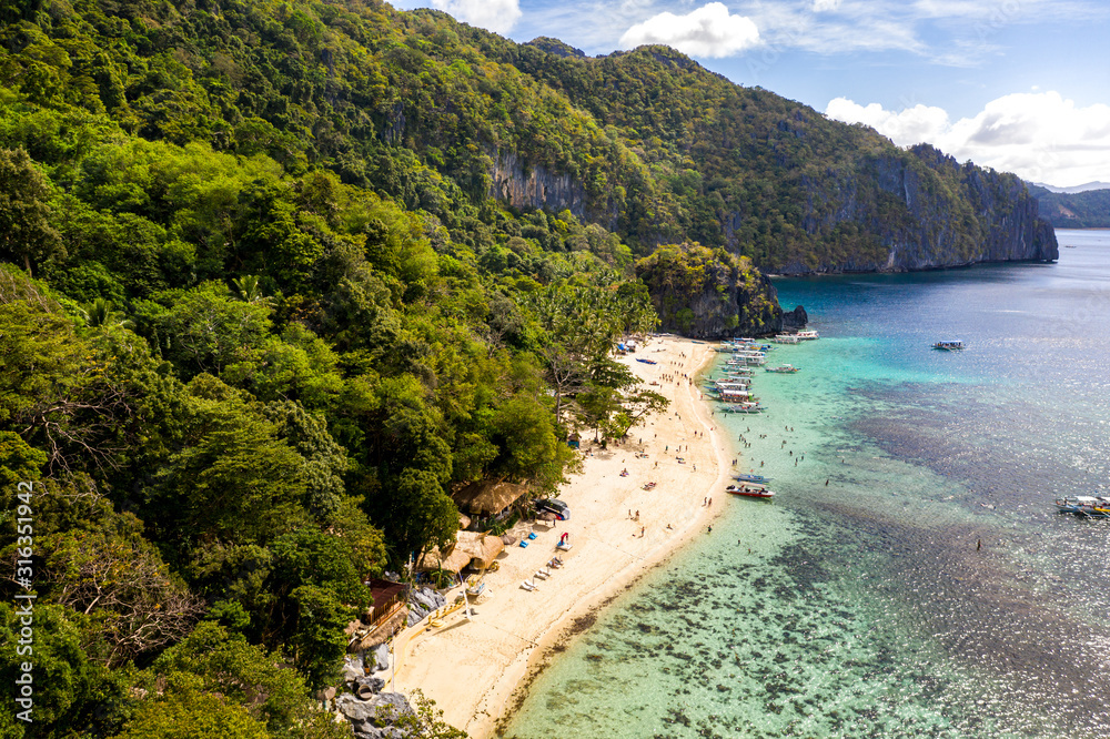 Top view of beautiful turquoise beach, with white sand. Best beaches of ...