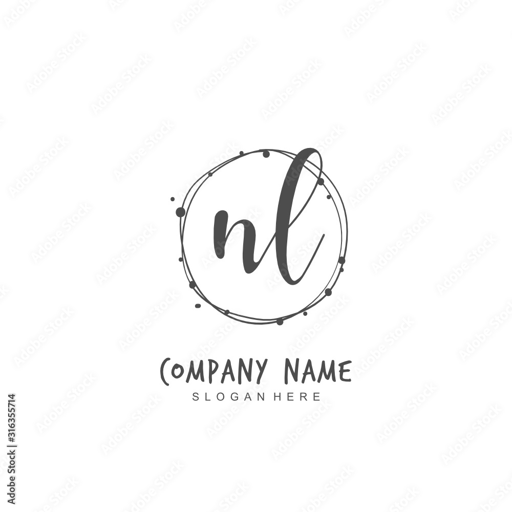 Handwritten initial letter N L NL for identity and logo. Vector logo ...