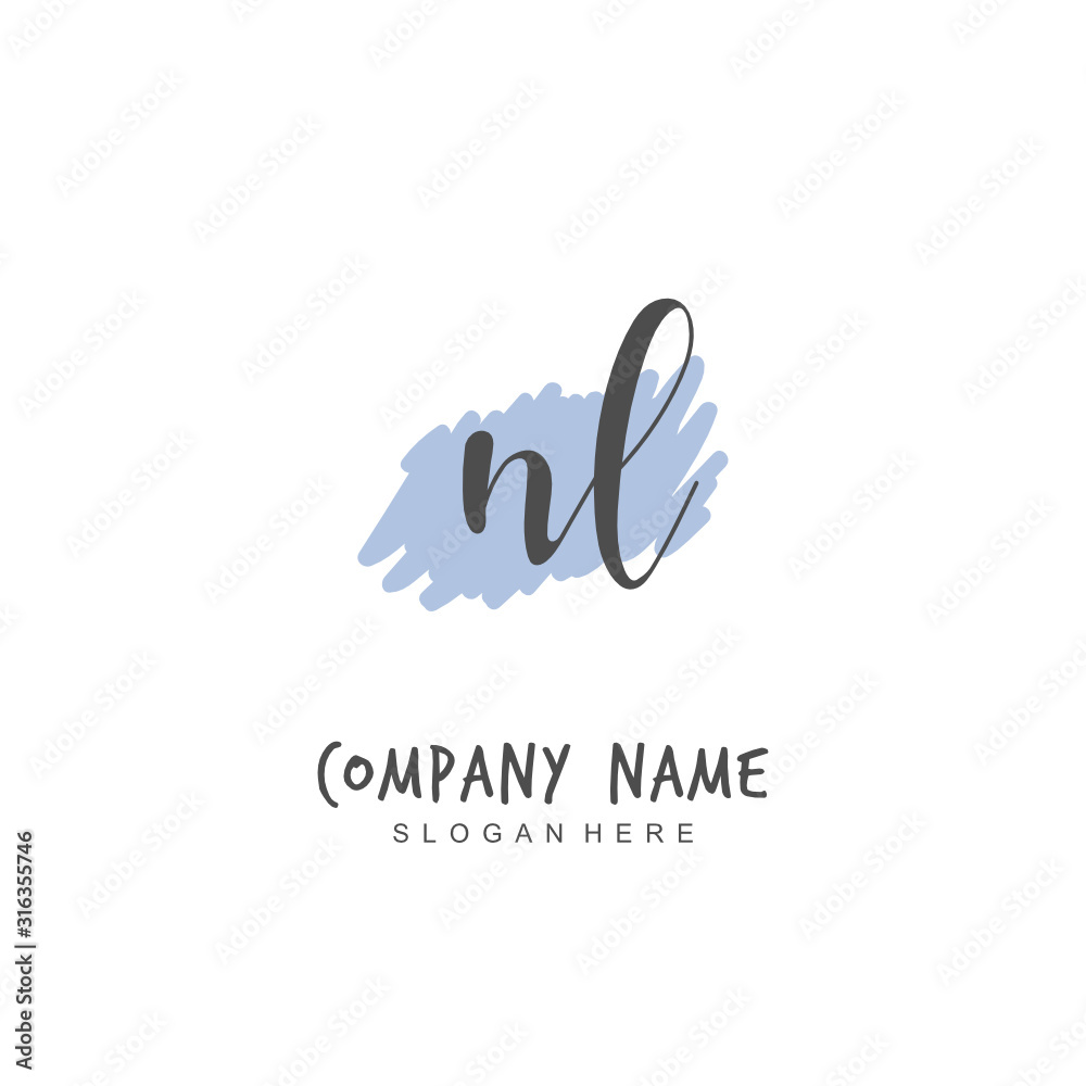 Handwritten initial letter N L NL for identity and logo. Vector logo ...