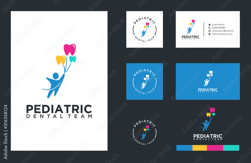 Pediatric dental logo and business card design Stock Vector | Adobe Stock