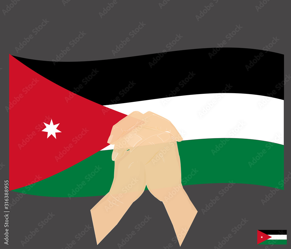 Praying hands with the Hashemite Kingdom of Jordan National Flag, Pray ...