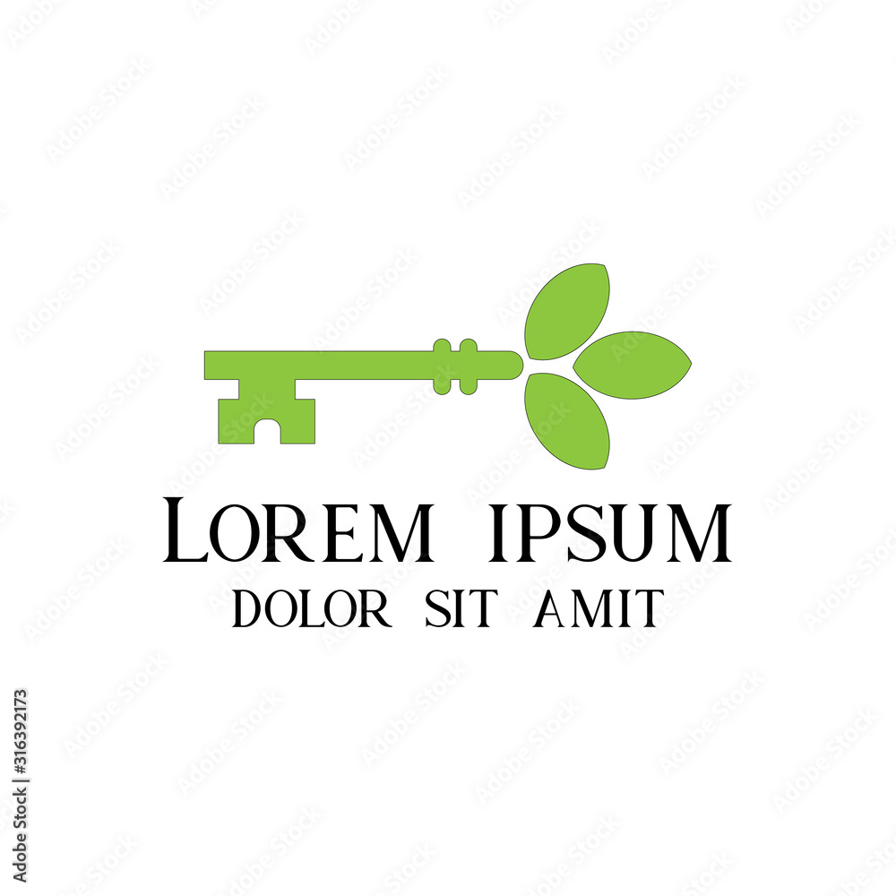 key and leaves logo key and leaves design background logo Stock Vector ...