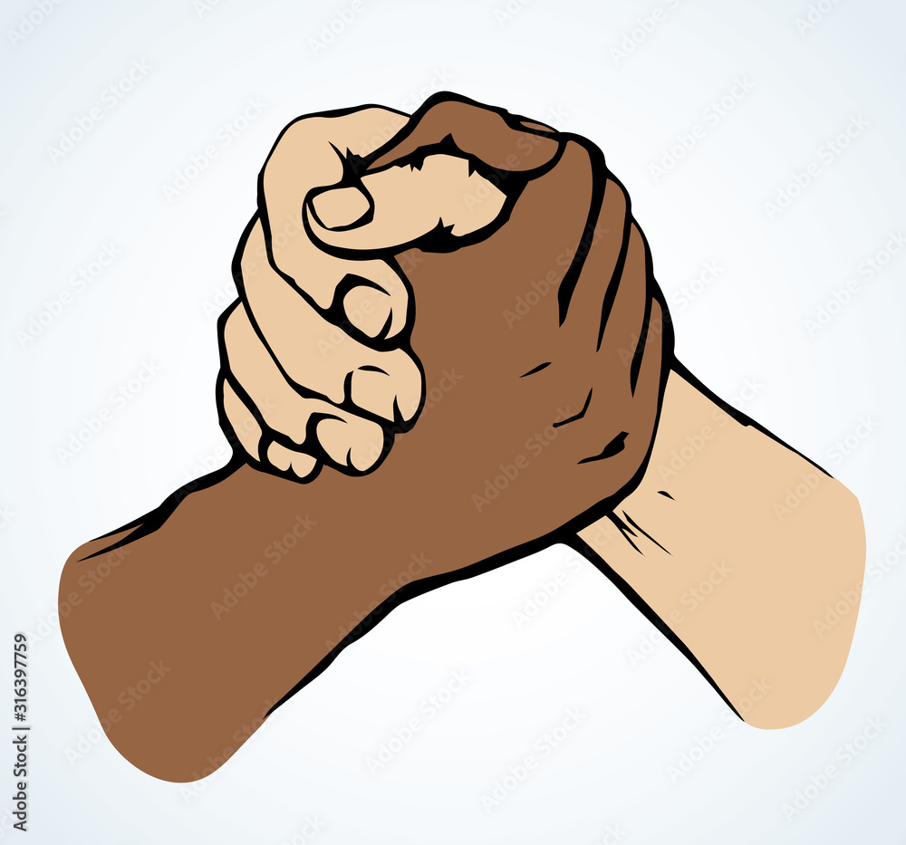 Hand wrestling contest. Vector drawing Stock Vector | Adobe Stock