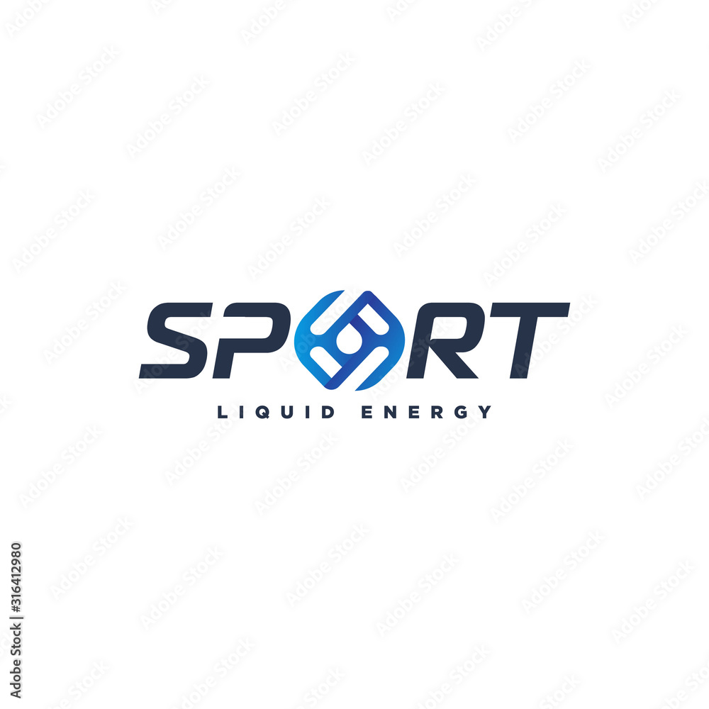 Sports liquid energy drink O letter initial with droplet negative space ...