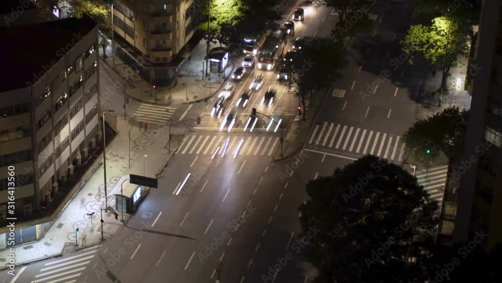 Nighttime motion time lapse of downtown Minas Gerais state capital Belo ...