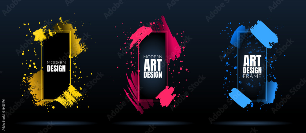 Vector frame for text. Modern art graphics. 3d ink brush. Dynamic frame ...