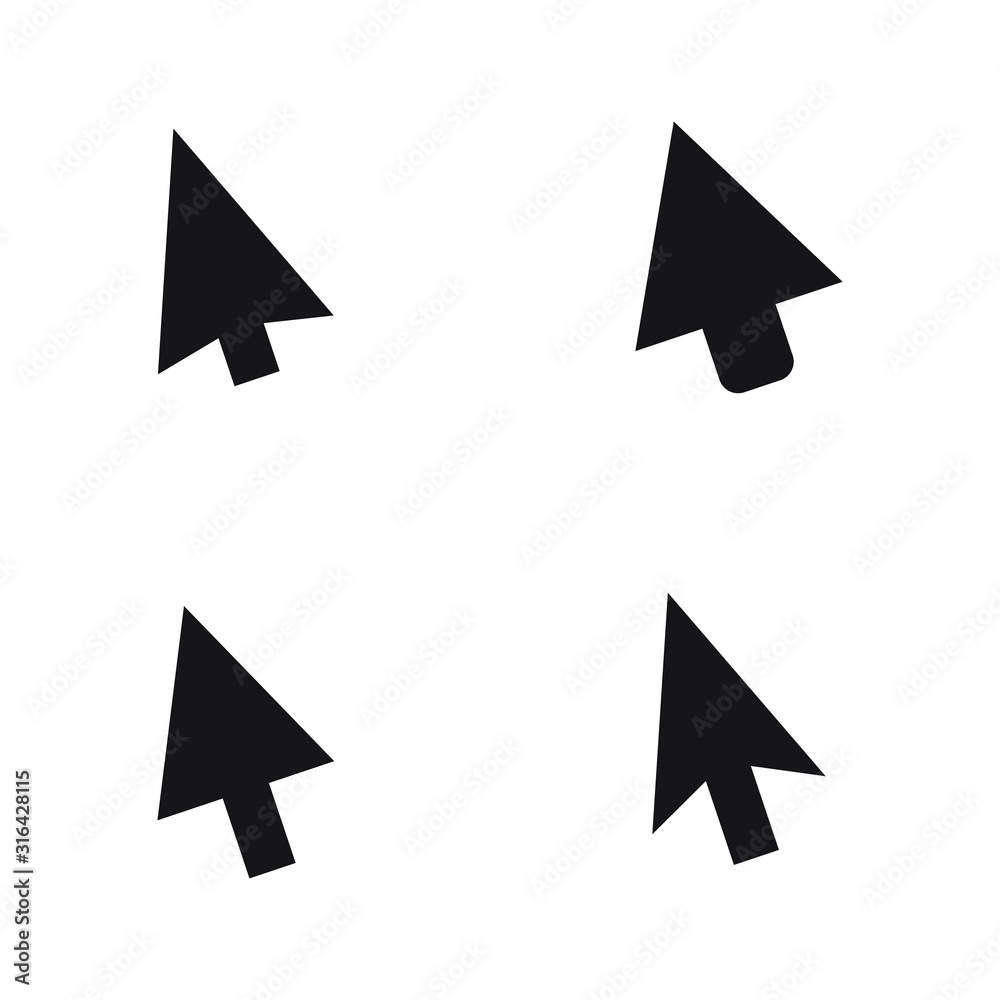 Computer mouse cursor icon in flat style. Arrow cursor vector ...