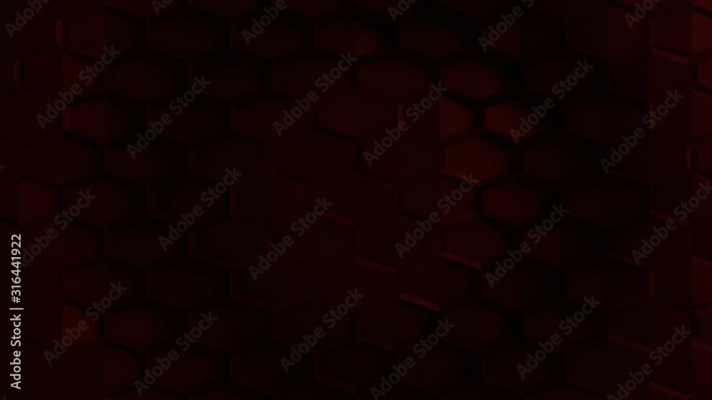 Honeycomb Mesh Surface Loop 1 Dark Red: beehive mesh of hexagons waving ...