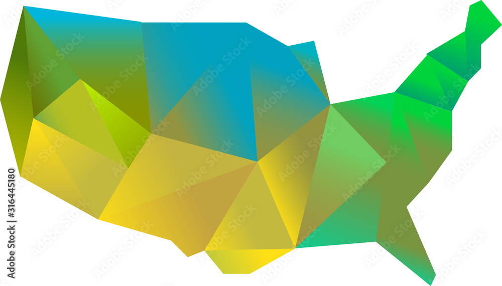 Concept map of United States of America, in the form of origami paper ...