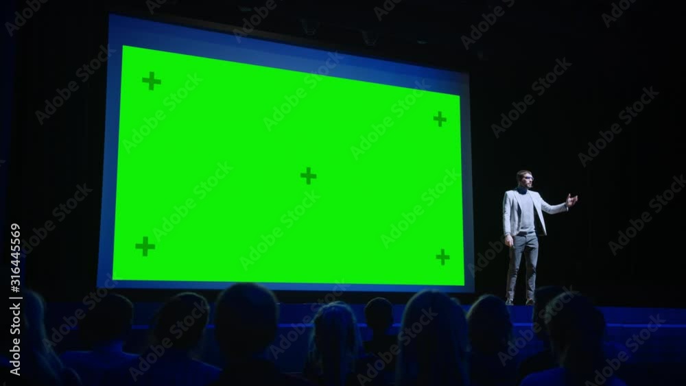 Keynote Speaker Does Presentation of New Product to the Audience ...