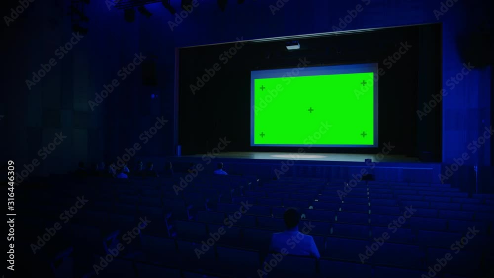 In the Modern Movie Theater Captivated Audience Watching New ...