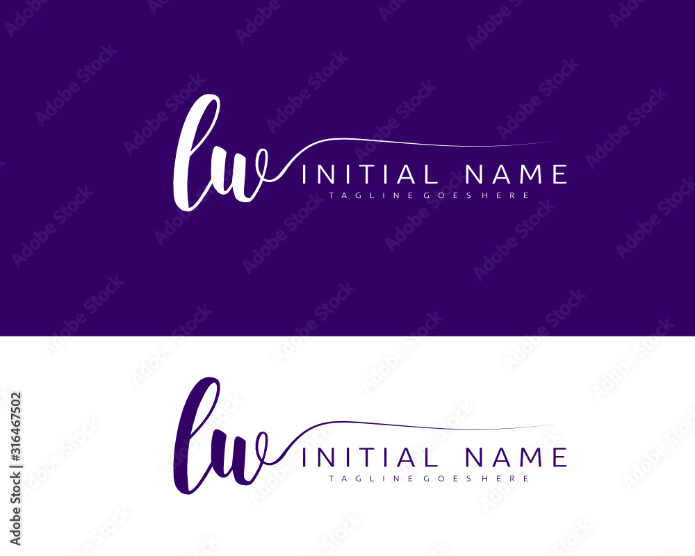 L W LW Initial handwriting logo vector. Hand lettering for designs ...