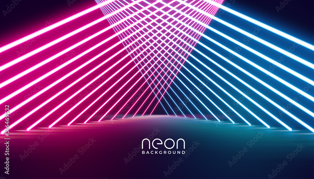 glowing neon lights stage pathway background design Stock Vector ...