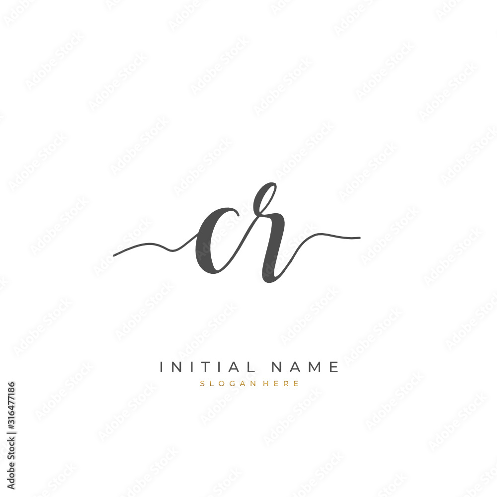 Handwritten initial letter C R CR for identity and logo. Vector logo ...