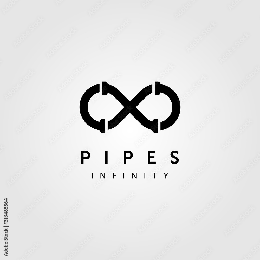 infinity pipes logo plumbing twin circle vector illustration design ...