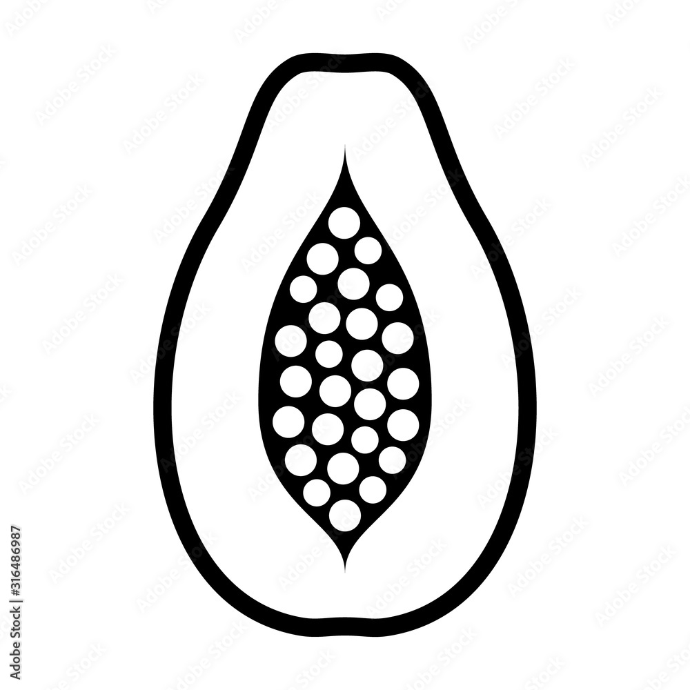Papaya fruit or papaw line art vector icon for food apps and websites ...