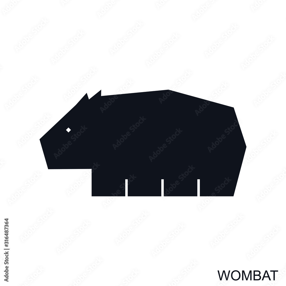Wombat animal logo sign. Australia symbol. Hand drawn. Modern design ...