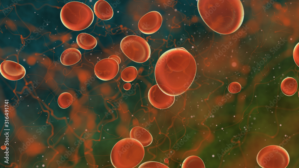Body health science bacteria, virus and Red infecting blood cells ...