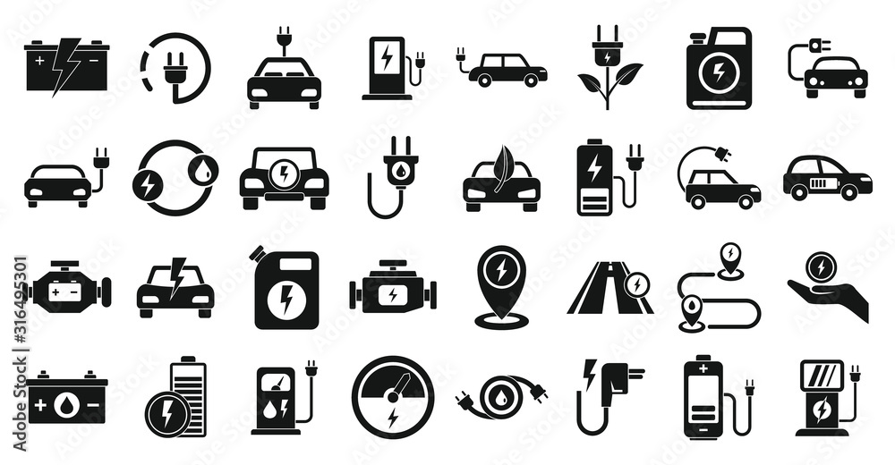 Hybrid icons set. Simple set of hybrid vector icons for web design on ...
