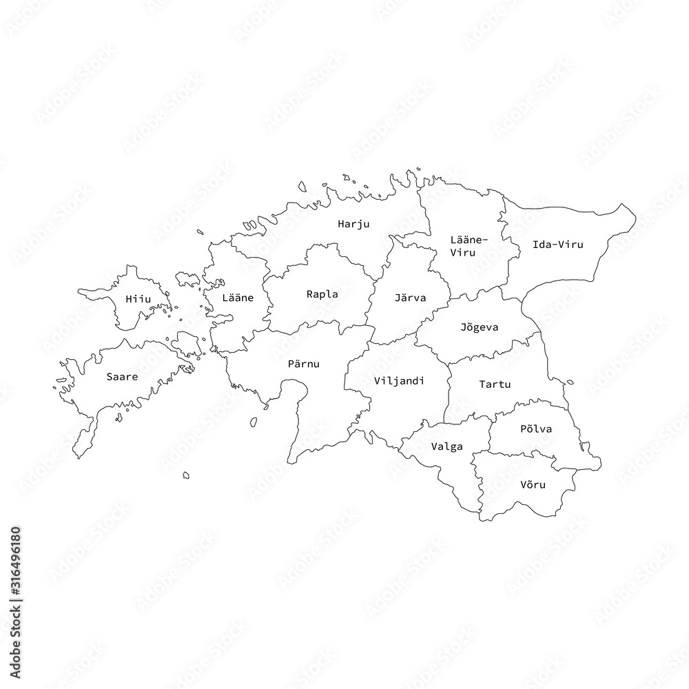 Fototapeta mapa świata dla dzieci Vector outline administrative ... Fototapeta mapa świata dla dzieci Vector outline administrative ...