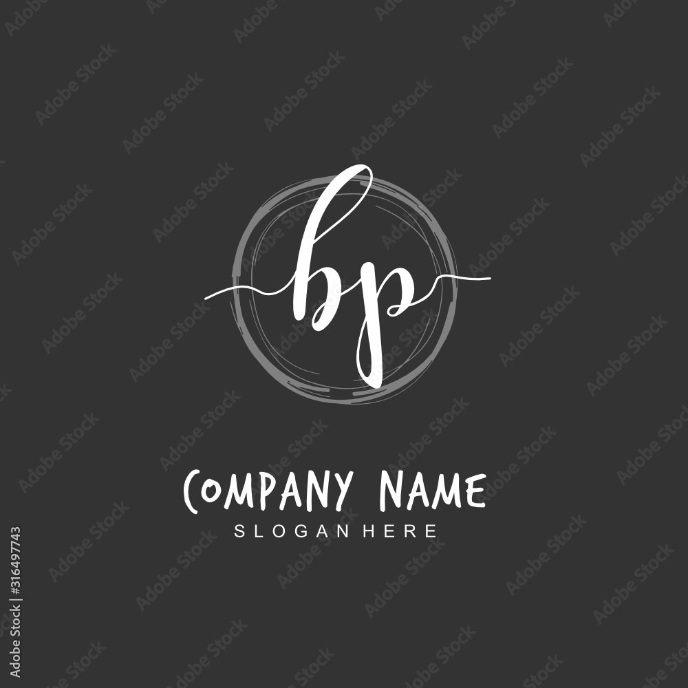 Handwritten initial letter B P BP for identity and logo. Vector logo ...