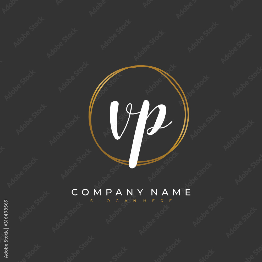 Handwritten initial letter V P VP for identity and logo. Vector logo ...