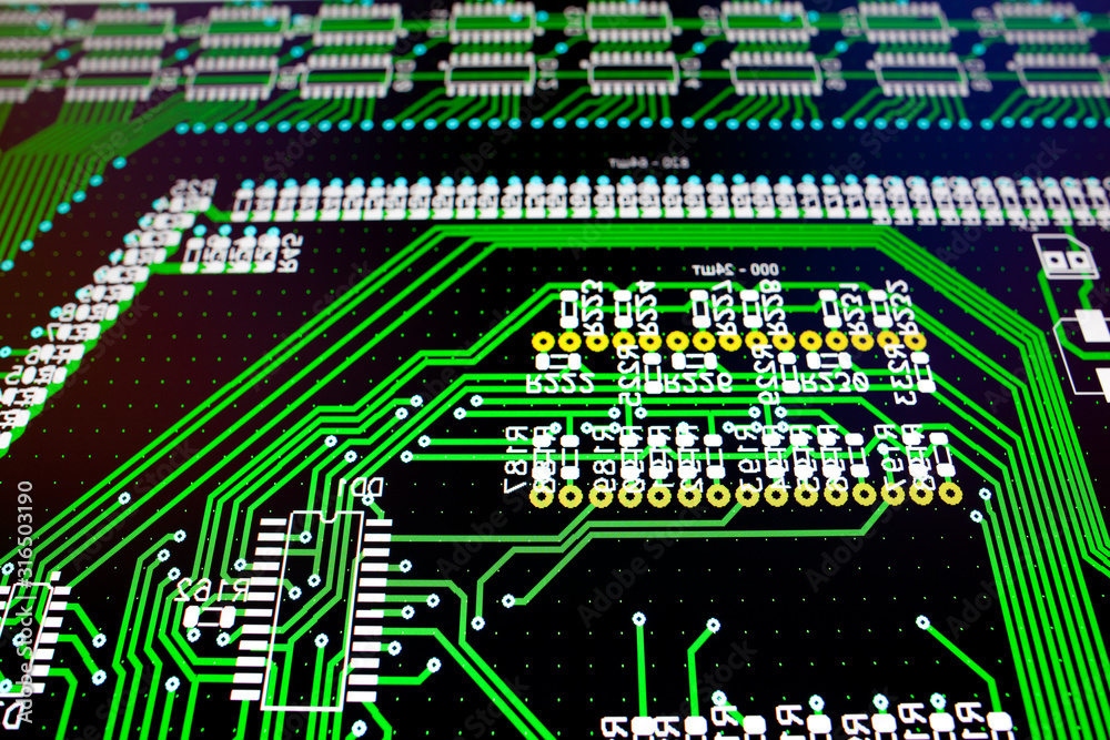 PCB electric circuit on the PC screen Stock Illustration | Adobe Stock