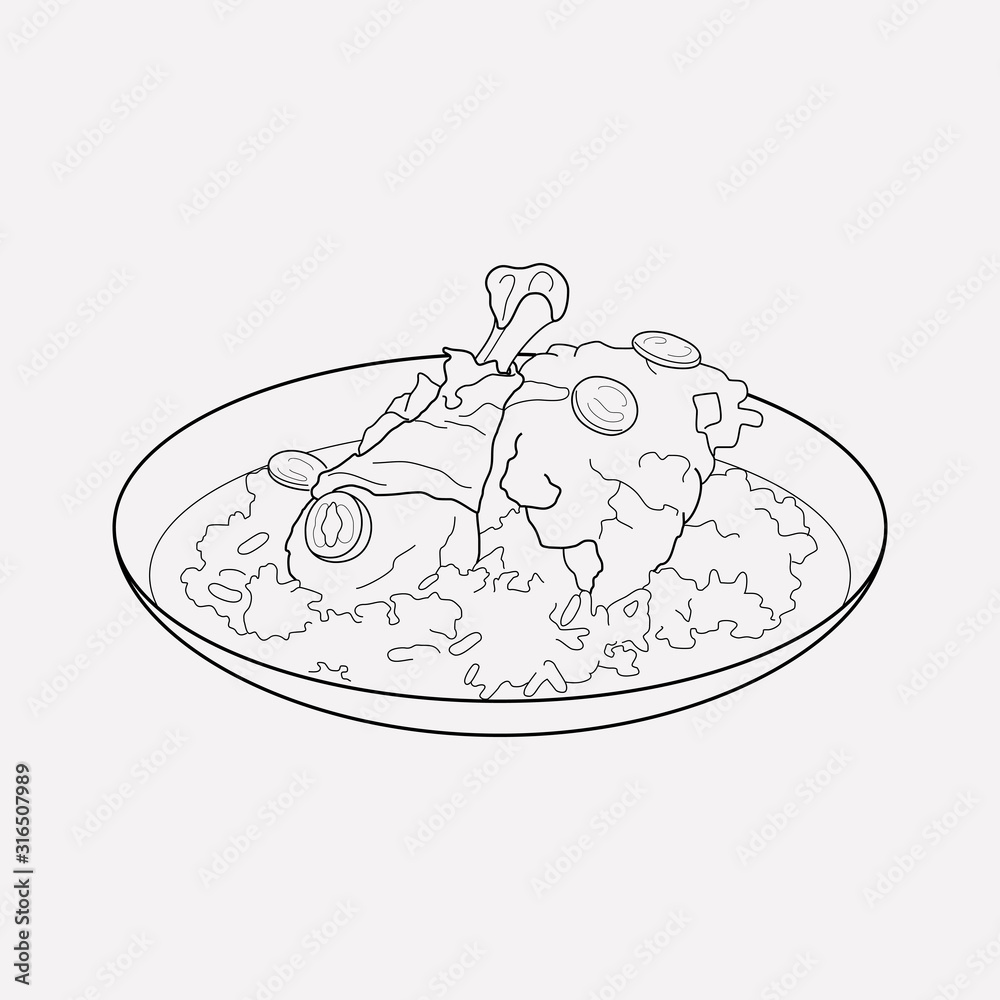 Philippines chicken adobo icon line element. Vector illustration of ...