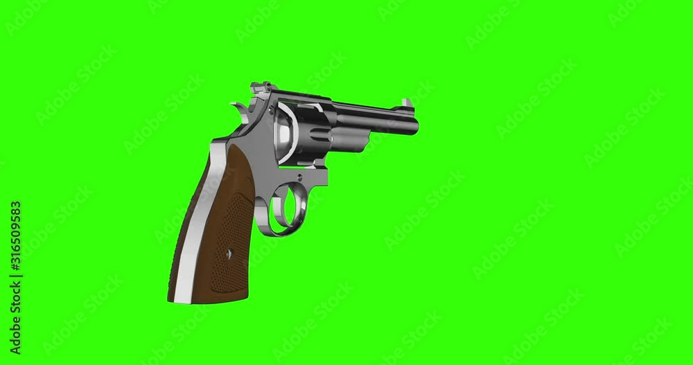 revolver magnum shiny metal old 3d pistol cowboy western green screen ...