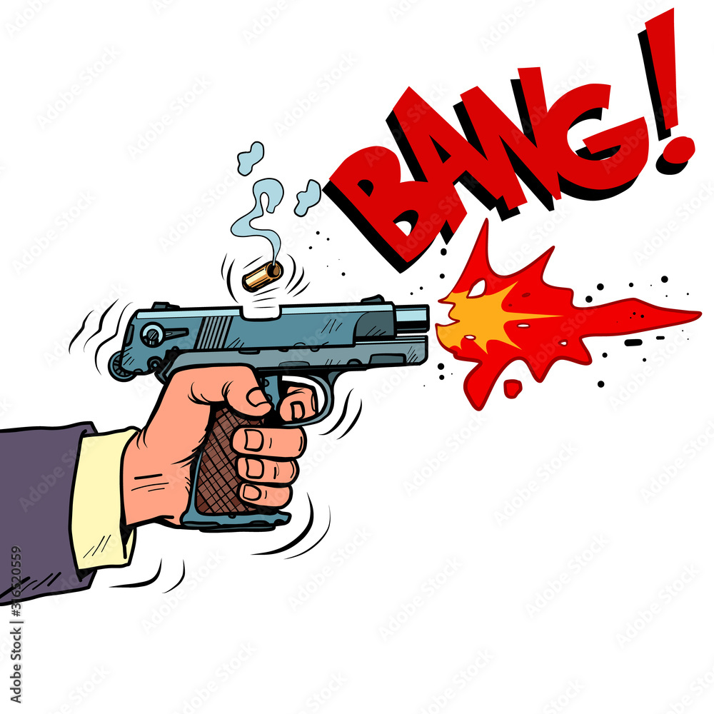 Shot from a gun comic style. Attack bullet attack Stock Vector | Adobe ...