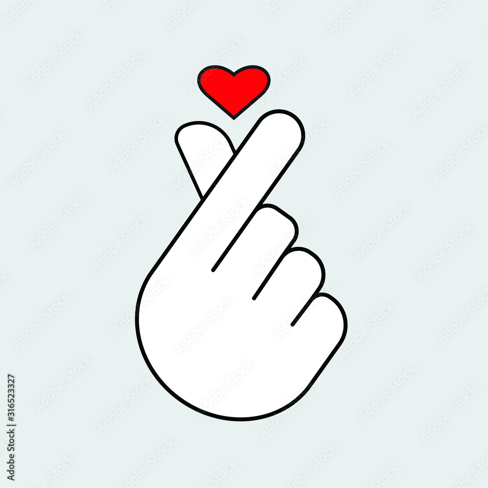 Korean Love Symbol Sign Hand Stock Vector | Adobe Stock