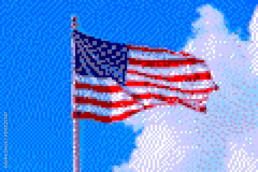 Pixel art American flag Stock Illustration | Adobe Stock